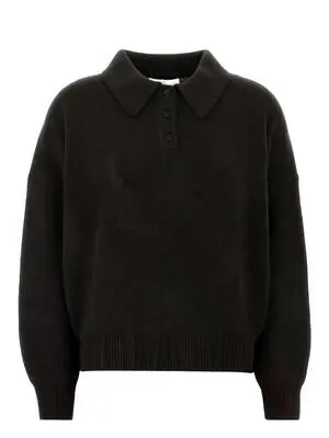 LISA YANG Etta Cashmere Long-sleeve Polo Shirt - Brown