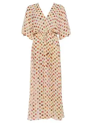 ERES Polka-dot V-neck Midi Dress - Neutrals