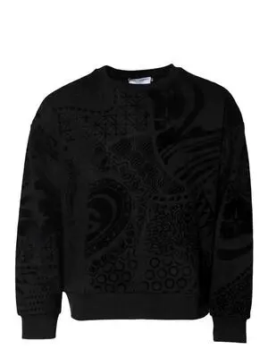 Dolce & Gabbana Geometric Pattern Crew Neck Long Sleeve Sweater - Black