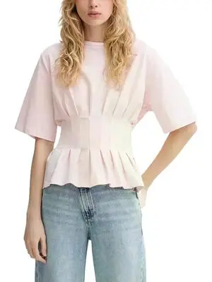 GESTUZ Pleated Peplum T-shirt - Pink