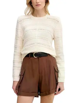 HOSS INTROPIA Iseult Pointelle-knit Crew-neck Sweater - Neutrals