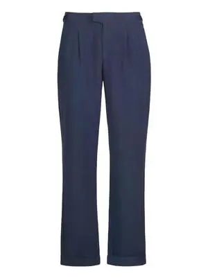 Sease High Life 2.0 Pleated Linen Straight-leg Trousers - Blue