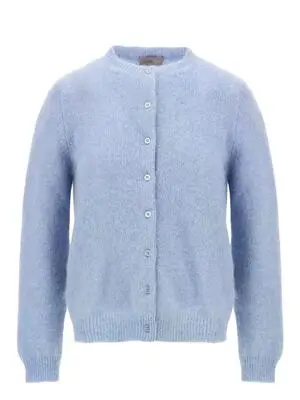 Herno Stocking Stitch Crew Neck Cardigan - Blue