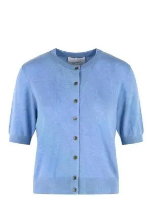 LISA YANG Short Sleeve Cashmere Cardigan - Blue