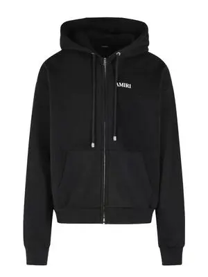 Amiri Logo-print Zip-up Hoodie - Black