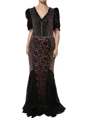 Dolce & Gabbana Crystal-embellished Lace Gown - Black