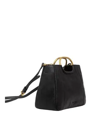 TWINSET Metal-handle Leather Tote Bag - Black