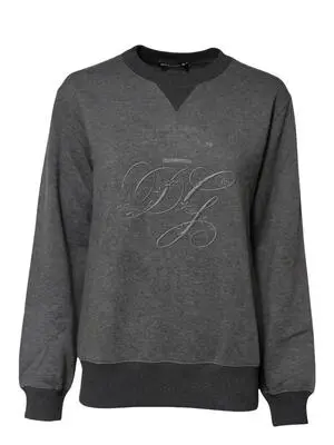 Dolce & Gabbana Embroidered Logo Crew Neck Sweater - Grey