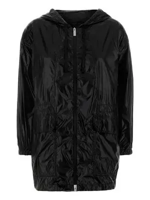 Herno Glossy Finish Hooded Drawstring Jacket - Black