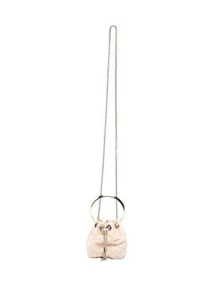 JIMMY CHOO Mini Bon Bon Sequin-embellished Bucket Bag - Neutrals