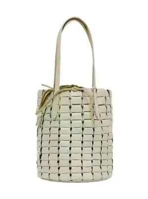 Dragon Diffusion Woven Leather Bucket Bag With Tassel Detail - Neutrals