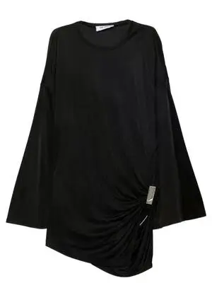 Attico Draped Detail Long Sleeve Mini Dress - Black