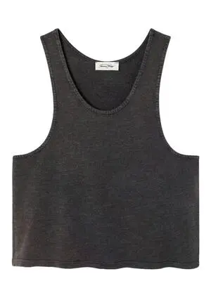 American Vintage Cropped Racer Back Tank Top - Grey