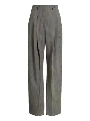 Alberta Ferretti Pinstripe Pleated Trousers - Grey