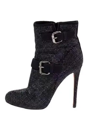 LE SILLA Embellished Buckled Ankle Boots - Black