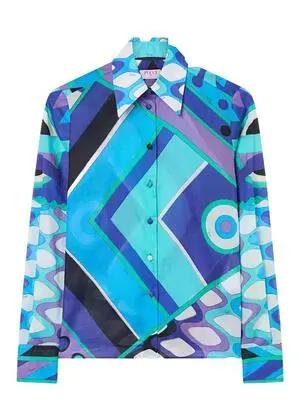 Emilio Pucci Vivara Print Cotton Muslin Shirt - Blue