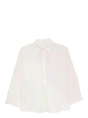 SLOWEAR Polo-collar Linen Blouse - Neutrals