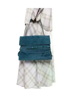 Moschino Suede Tote Bag With Buckle Detail - Blue