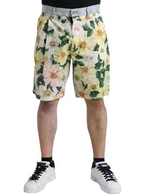 Dolce & Gabbana Floral Print Denim Shorts - Blue