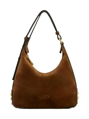 TOD'S Suede Mini Bag With Metal Dots - Brown