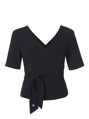Sweaty Betty Wrap Tie-waist Top - Black