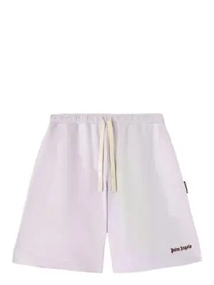 Palm Angels Logo Print Cotton Shorts - Pink