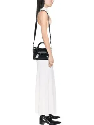 Balenciaga Mini Lambskin And Patent Motocross Giant 21 City Satchel - Black