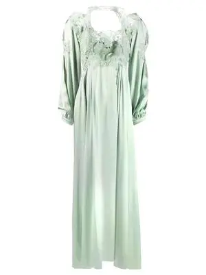 Alberta Ferretti Silk Gown With Floral Lace Detail - Green