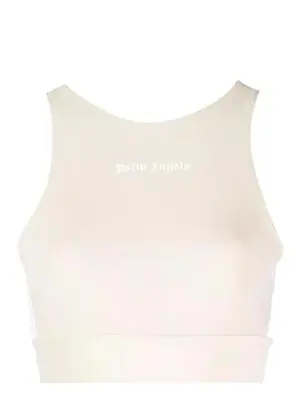 Palm Angels Logo Print Cropped Tank Top - Neutrals