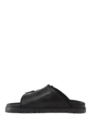 Mcm Embossed Monogram Leather Sandals - Black