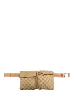 Gucci Gg Canvas Web Double Pocket Belt Bag - Neutrals