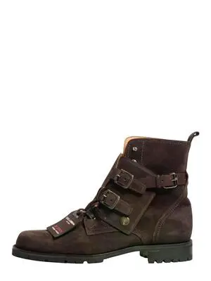 Dolce & Gabbana Suede Ankle Boots With Buckle Fastenings - Brown