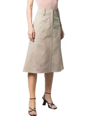 Alberta Ferretti Four-pocket Cotton A-line Skirt - Neutrals