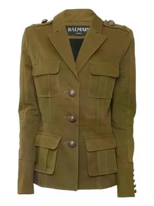 Balmain Buttoned Twill Jacket - Green