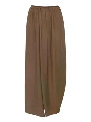 FORTE_FORTE Front Slit Draped Skirt - Brown