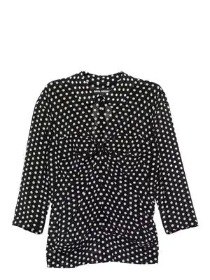 Junya Watanabe Polka-dot Ruched Blouse - Black