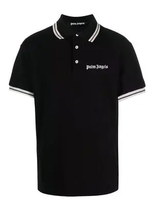 Palm Angels Embroidered-logo Polo Shirt - Black
