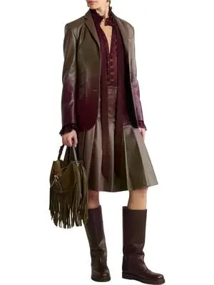 Etro Single-breasted Degradé Leather Jacket - Brown