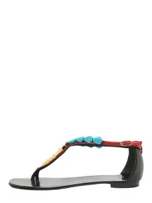 GIUSEPPE ZANOTTI Beaded Flat Sandals - Black