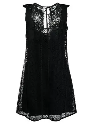Alberta Ferretti Embroidered Lace Knee-length Dress - Black