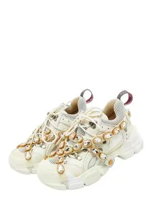 Gucci Flashtrek Crystal-embellished Low-top Sneakers - Neutrals