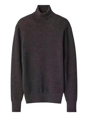 LEMAIRE Stand-collar Fine Mouliné Merino Wool Sweater - Brown