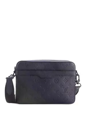 LOUIS VUITTON Trio Messenger Bag Monogram Shadow Leather Crossbody - Black