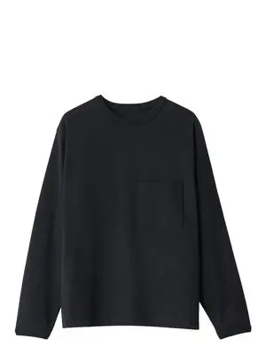 LEMAIRE Long-sleeve Boxy T-shirt In Compact Cotton Jersey - Black