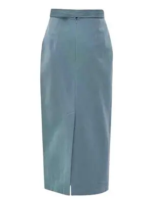 SUPER BLOND Belted Pencil Midi Skirt - Blue