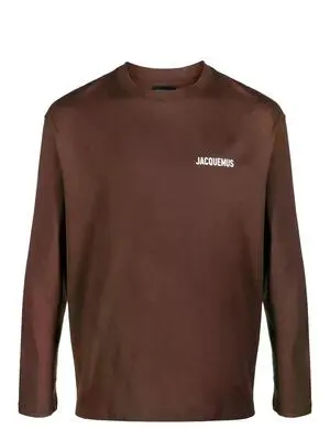 Jacquemus Long Sleeve T-shirt With Logo Print - Brown