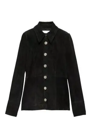Galvan Suede Pointed Collar Jacket - Black