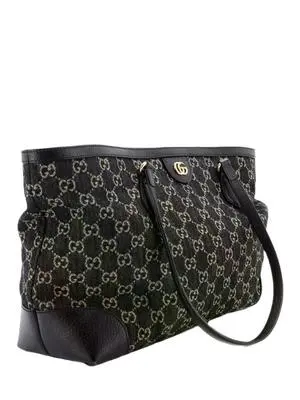 Gucci Ophidia Shopping Gg Denim Medium Tote Bag - Black