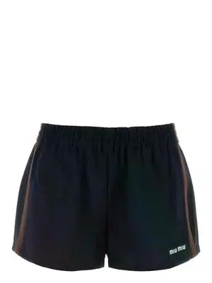 Miu Miu Logo Patch Side Stripe Shorts - Blue