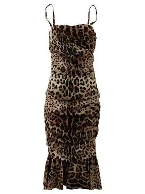 Dolce & Gabbana Leopard-print Ruched Dress - Neutrals